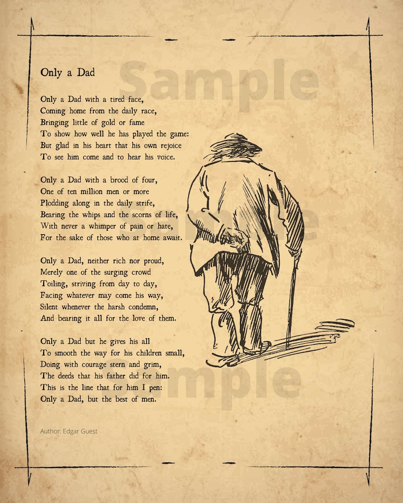 Only a Dad Poem by Edgar Guest, Digital Download, PDF File, Father's ...