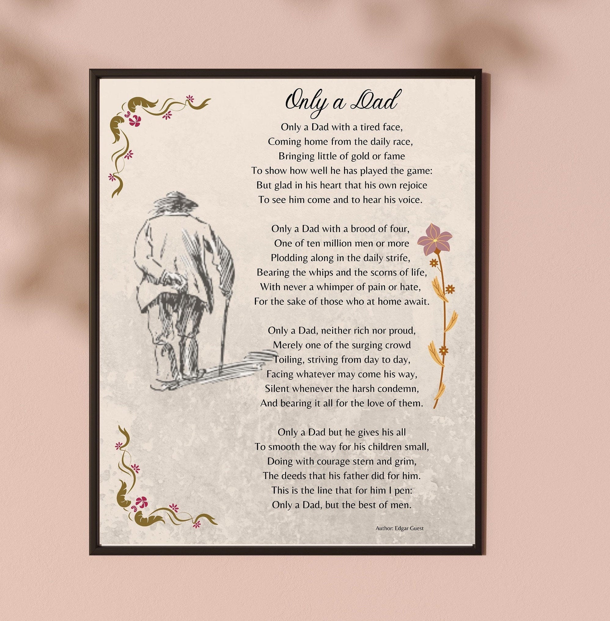 Only a Dad Poem by Edgar Guest, Digital Download, PDF File, Father's ...