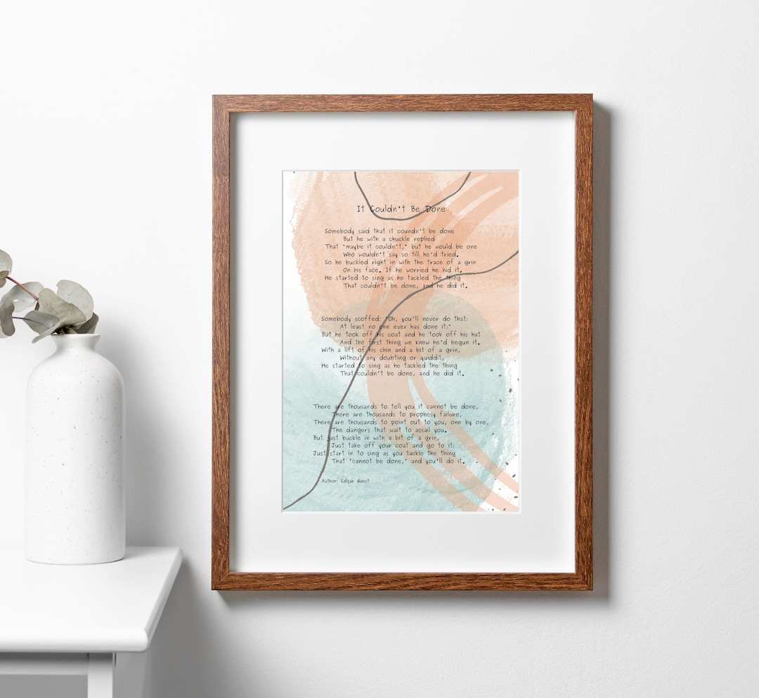 It Couldn't Be Done Poem by Edgar Guest, Digital Download, PDF ...