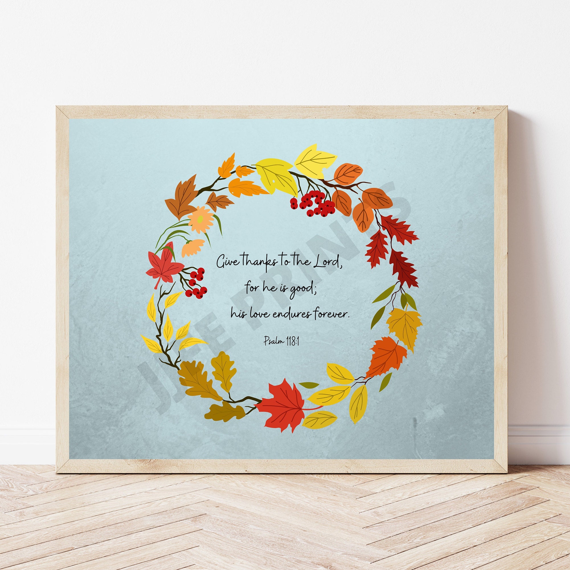 Psalm 118:1 Bible Verse Instant Download PDF, 5x7, 8x10, 11x14, Holiday ...
