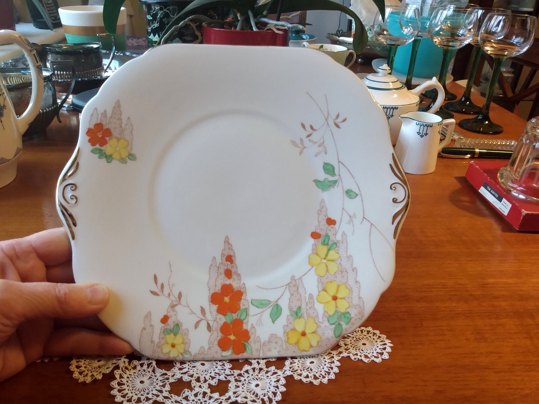Art Deco Fine Bone China Cake/sandwich Plate a Bright Stylized Pattern ...