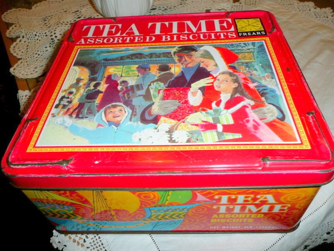 Christmas Nabisco Frears Vintage Tea Time Biscuit Tin From - Etsy