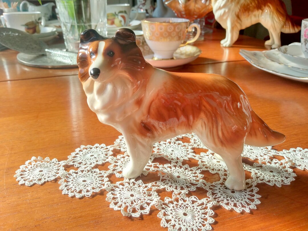 Vintage Coopercraft 6 Rough Collie Glazed Figurine. Made in Tunstall ...