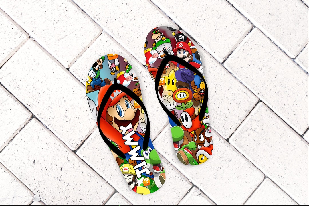 Super Mario Bros Flip Flops Custom Super Mario Bros Flip - Etsy