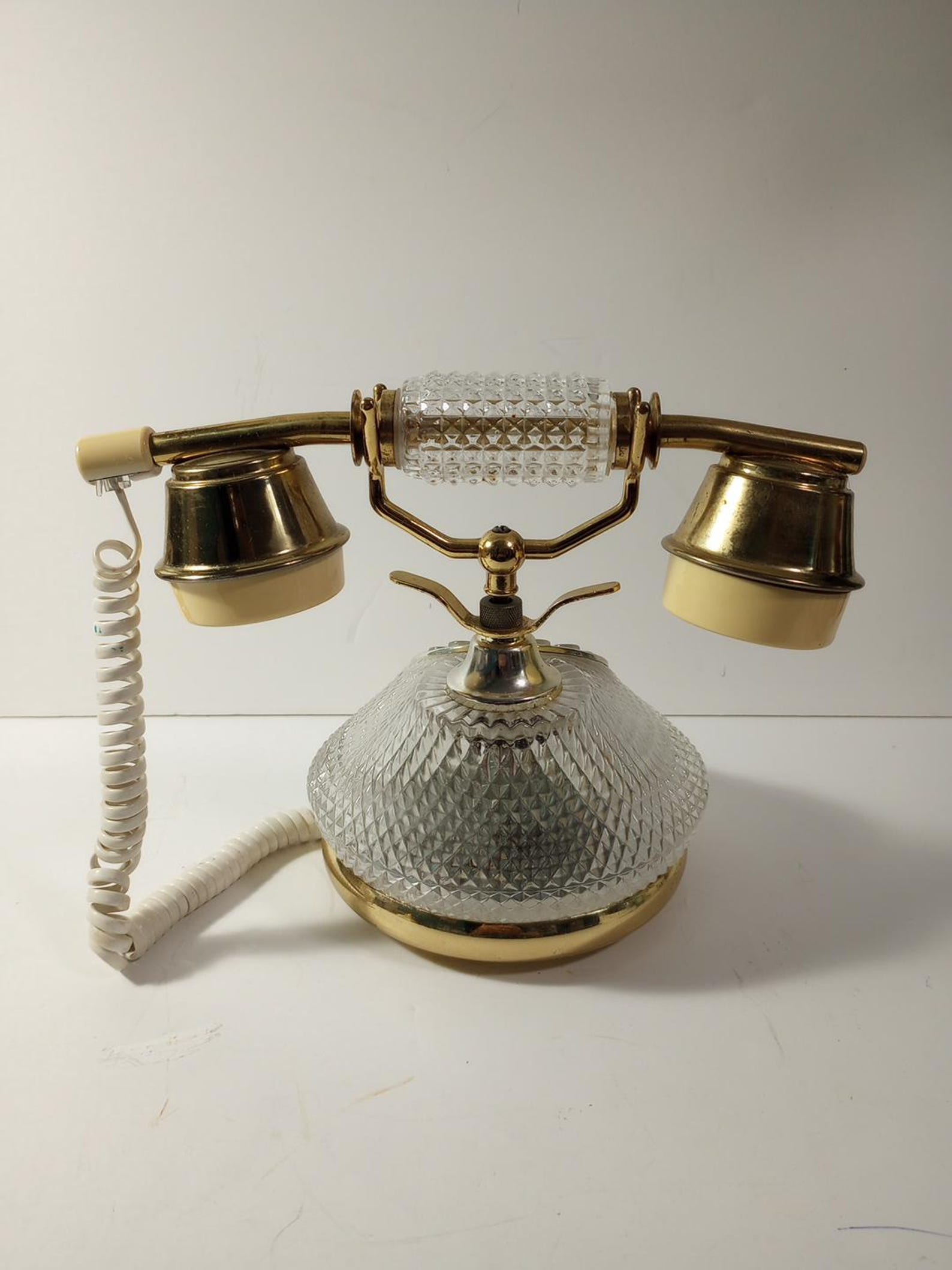 Vintage Telephone '90s Clear Crystal Push Button Dial - Etsy