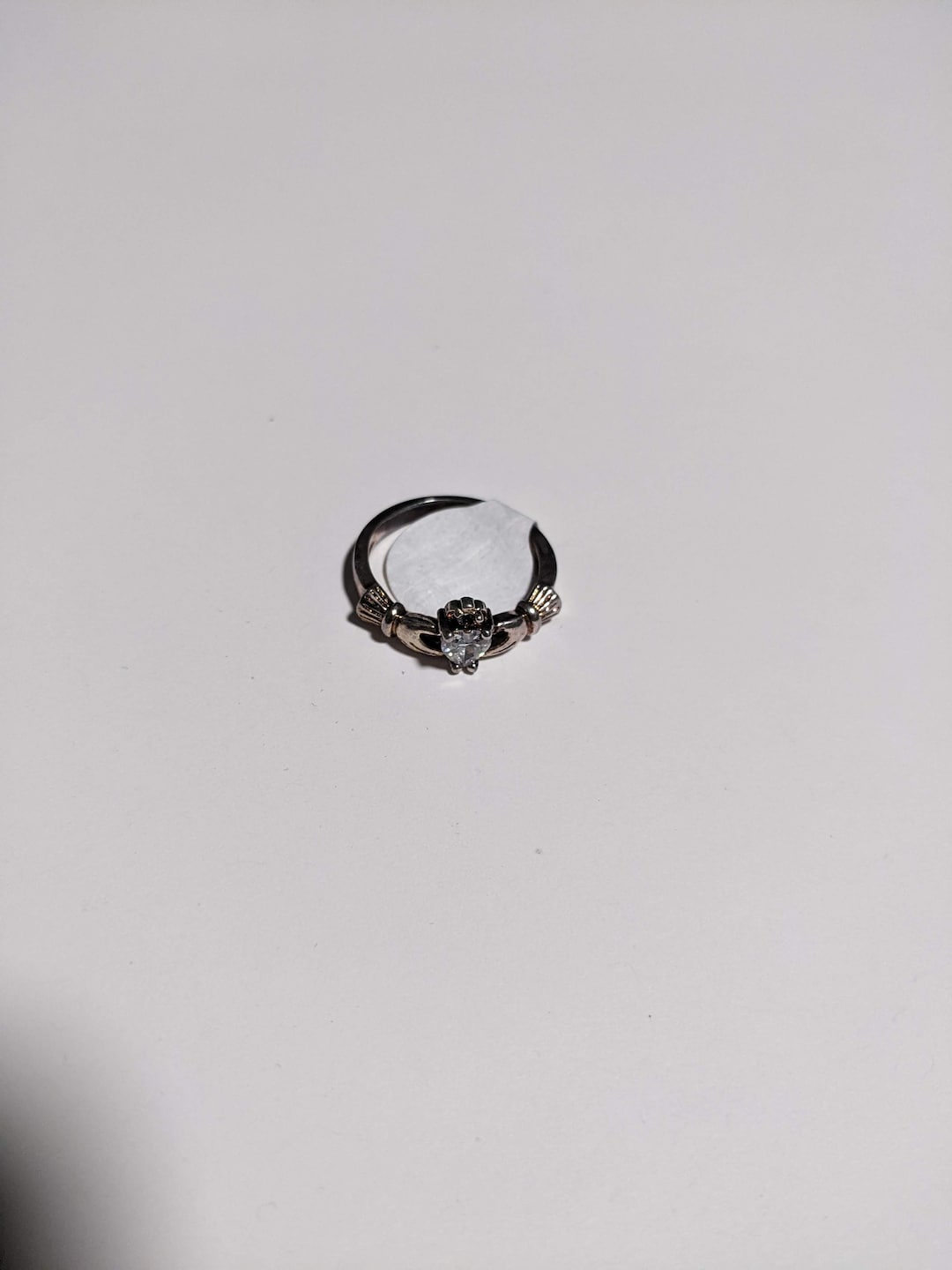 Heart Held With Hands in a Gold Tone Claddagh Ring Rhinestone Colored ...