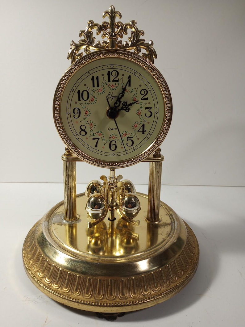 Vintage Elgin Clock With Glass Dome Cover Read Description - Etsy