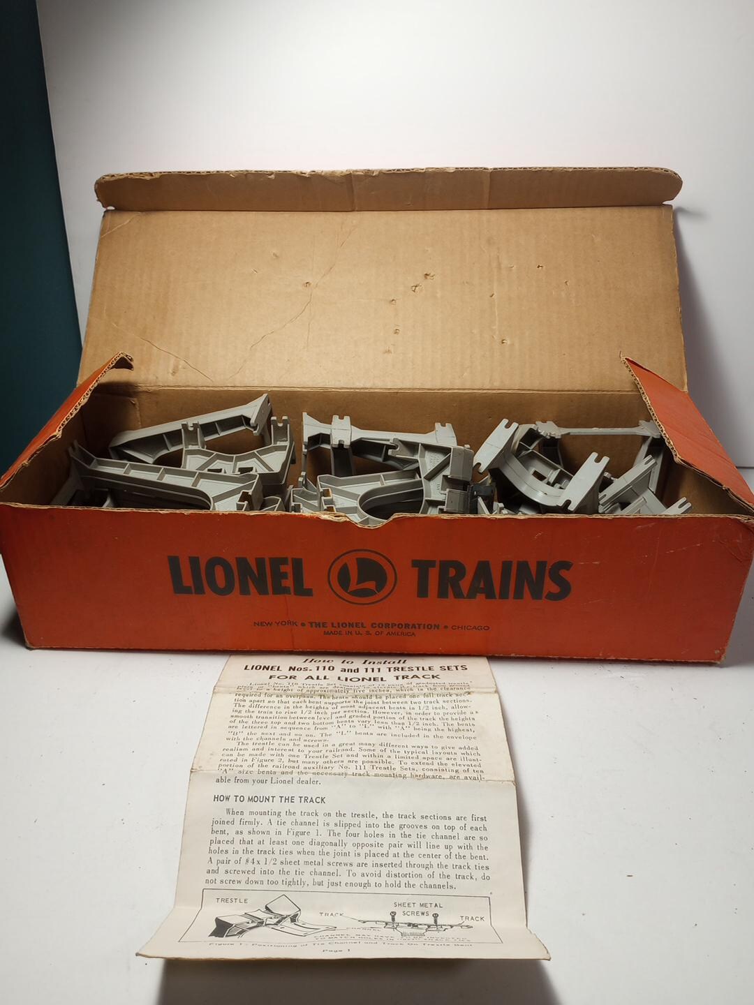 Lionel Model Train Trestle Set 110 Gray W/instructions Original Box - Etsy