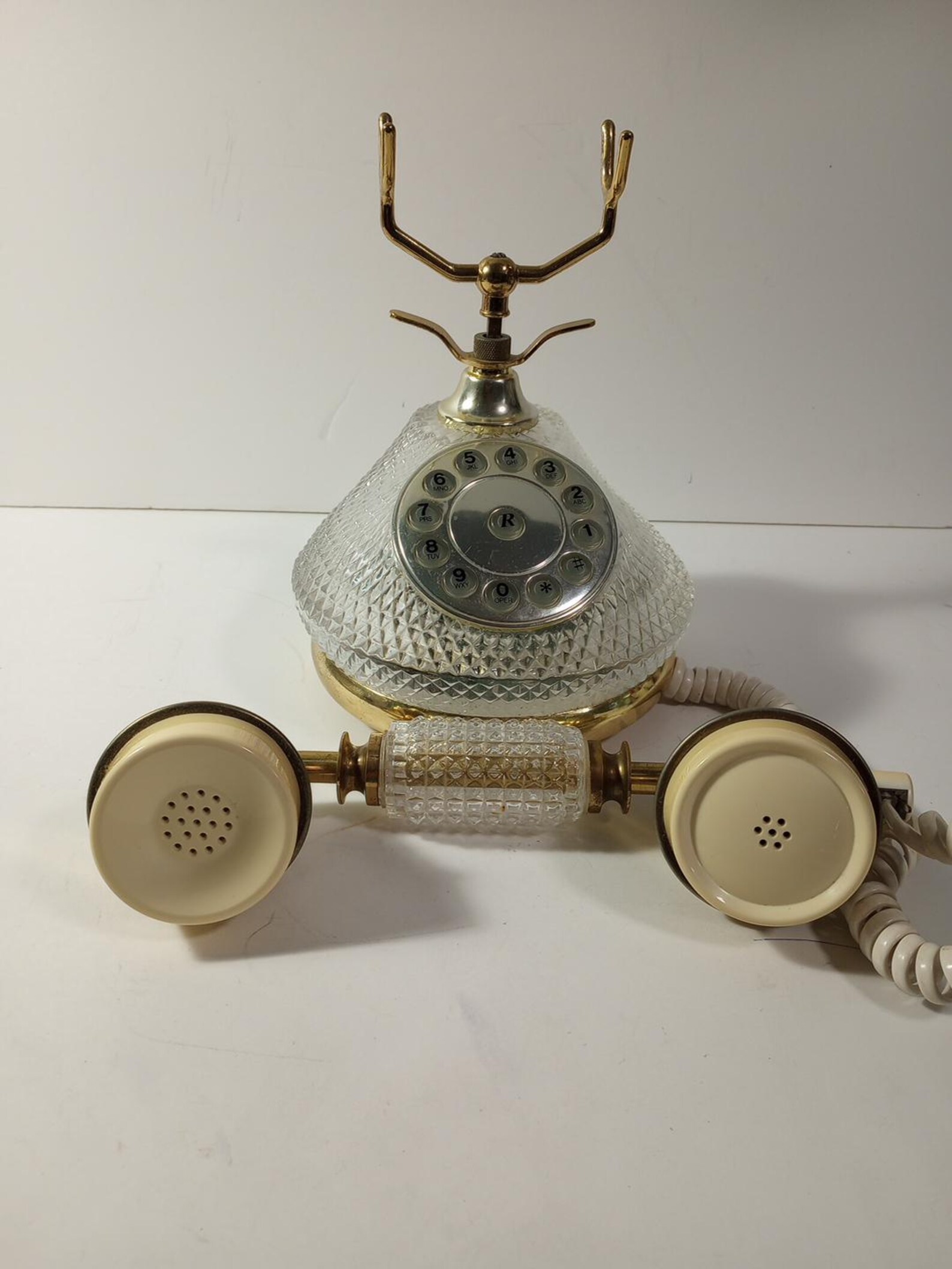 Vintage Telephone '90s Clear Crystal Push Button Dial - Etsy