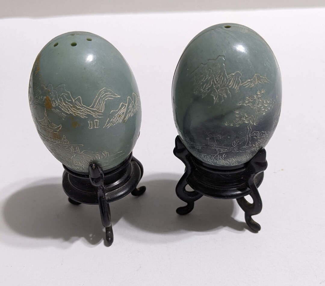 Chinese Art Etched Vintage Salt and Pepper Shaker Set - Etsy