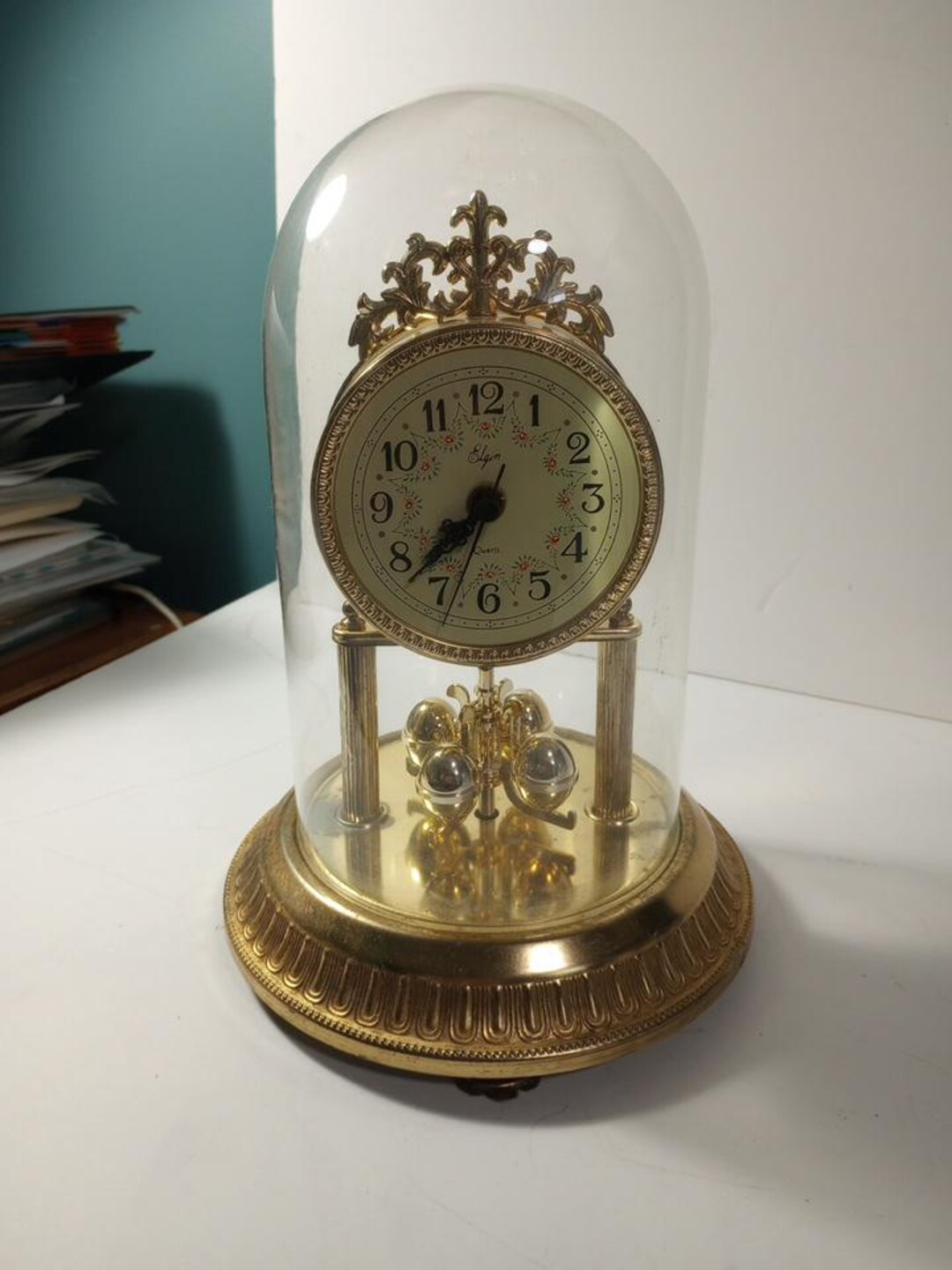 Vintage Elgin Clock With Glass Dome Cover Read Description - Etsy