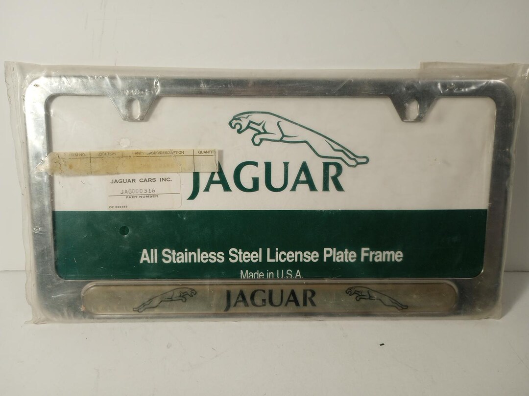 Jaguar License Plate Frame Stainless Steel Made in USA NOS - Etsy