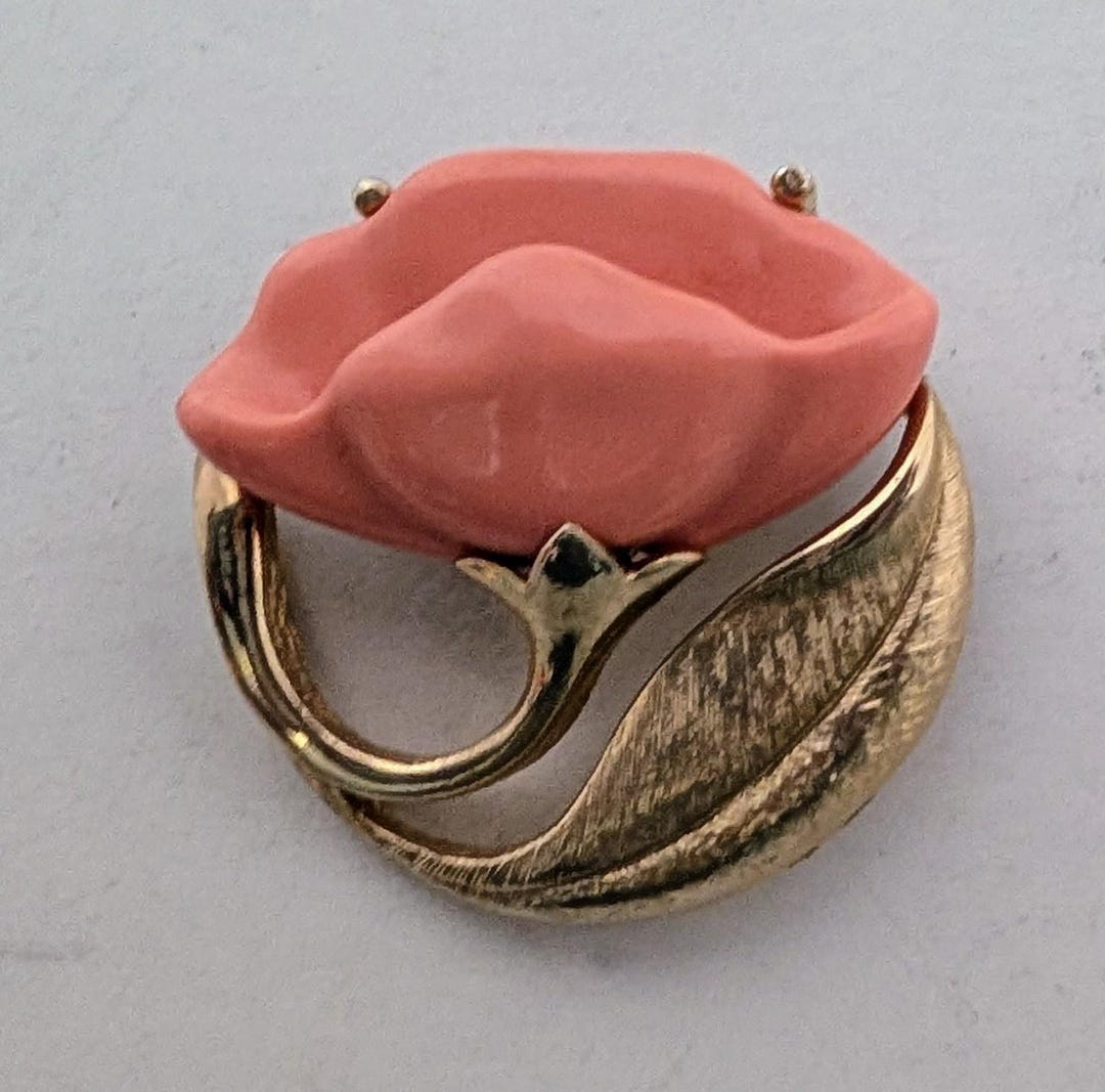 Avon Signed Enamel and Gold Tone Rose Vintage Broach - Etsy