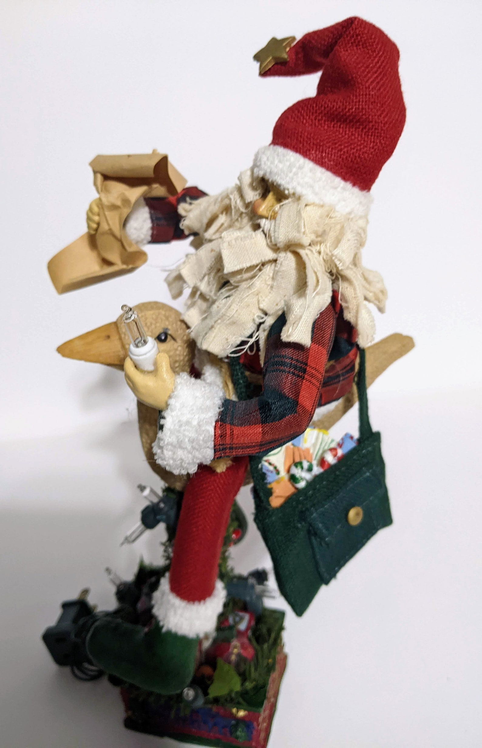 Santa Claus Riding the Christmas Goose Rare Vintage Playful Lighted ...