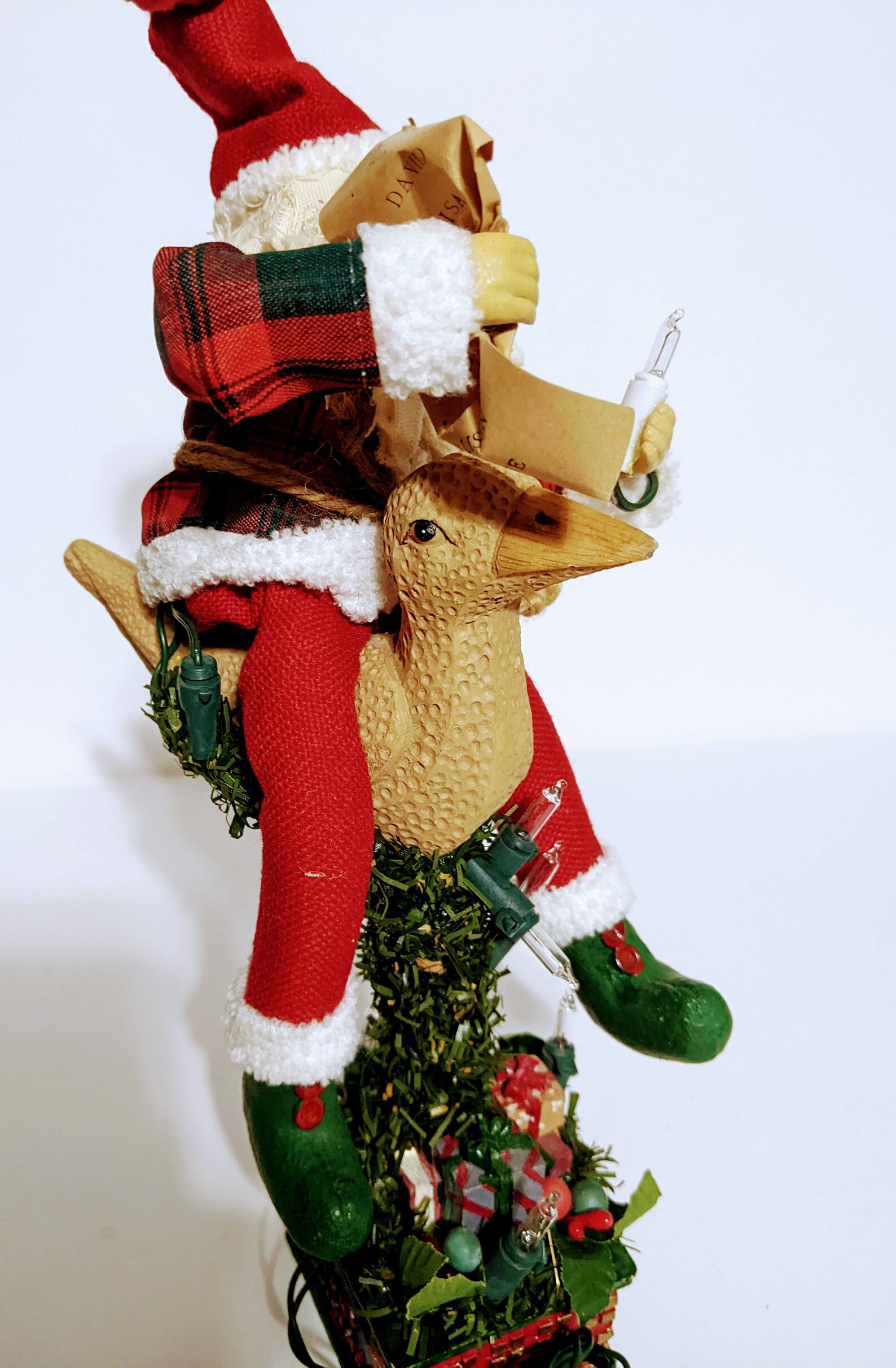 Santa Claus Riding the Christmas Goose Rare Vintage Playful Lighted ...