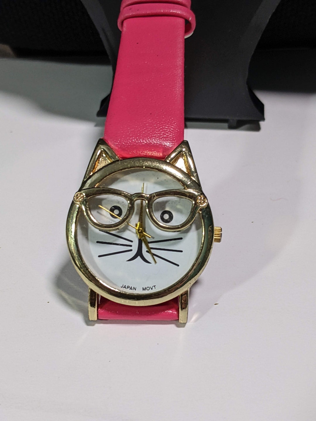 Kitty Cat Face Watch, Large Dial. Pink Band, Adorable, With Ears and ...