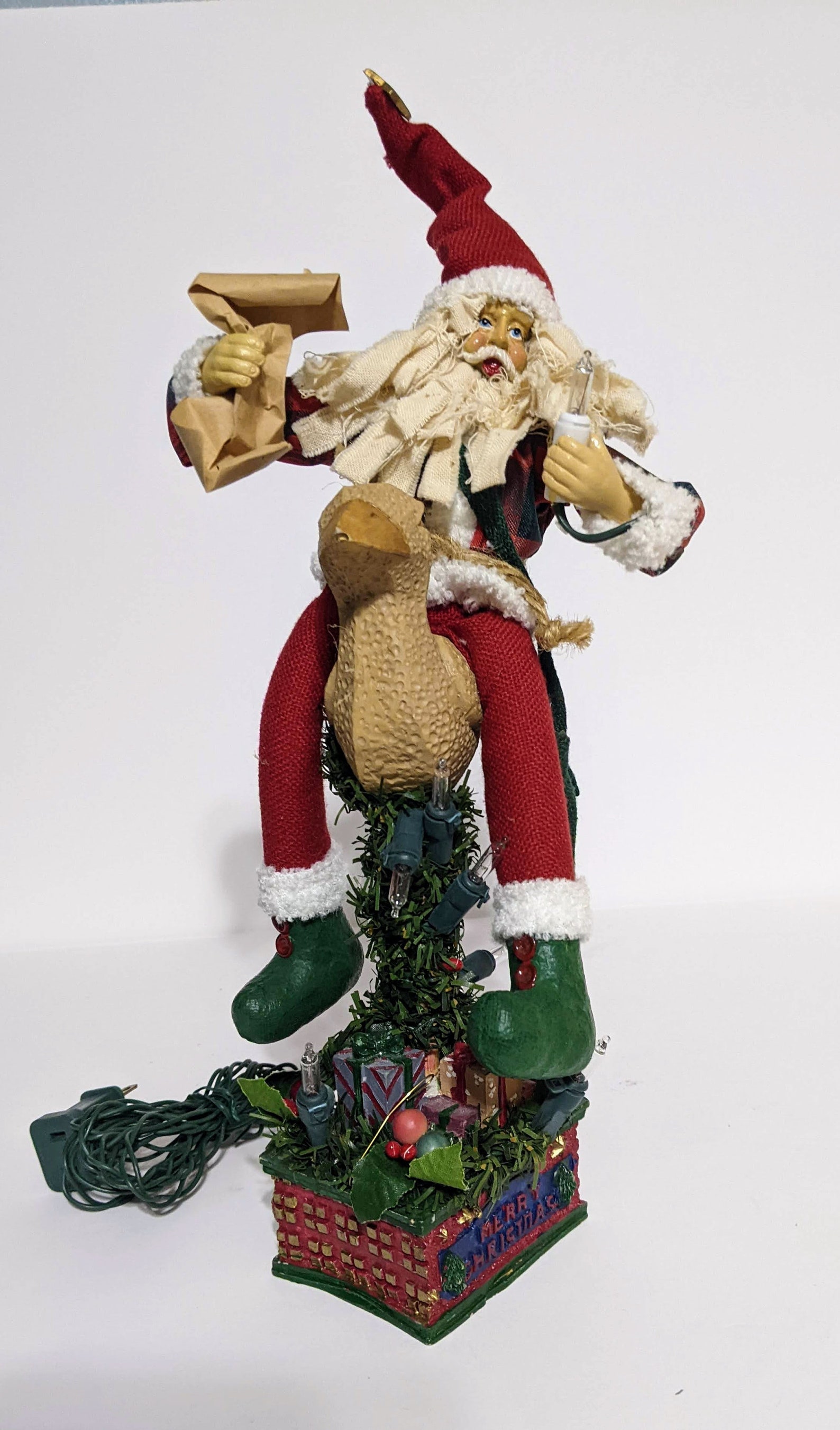 Santa Claus Riding the Christmas Goose Rare Vintage Playful Lighted ...