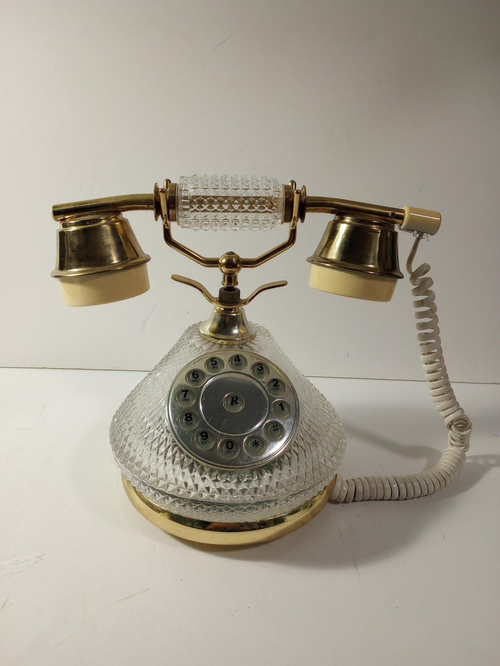Vintage Telephone '90s Clear Crystal Push Button Dial - Etsy