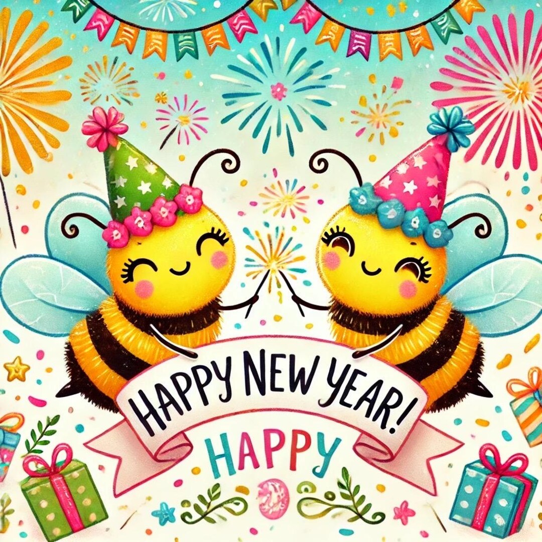 Happy New Bée Year Digital Card - Etsy
