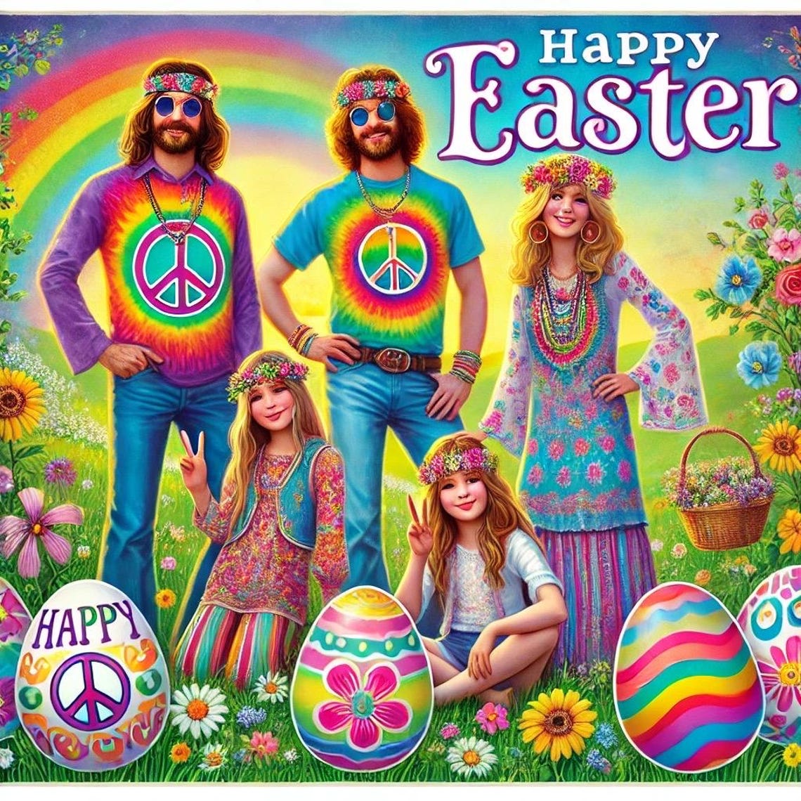 Hippie Family Easter Card Digital Download - Etsy