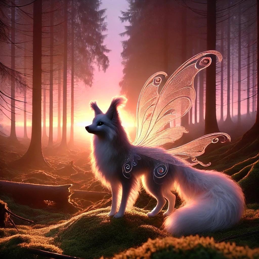 Enchanted Fox Spirit With Fairy Wings – Mystical Forest Digital Art ...