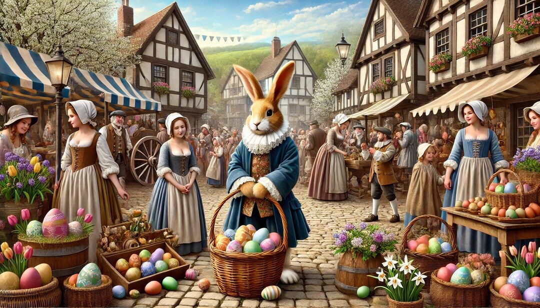 17th-century Easter Bunny Village Scene - Digital Download - Etsy