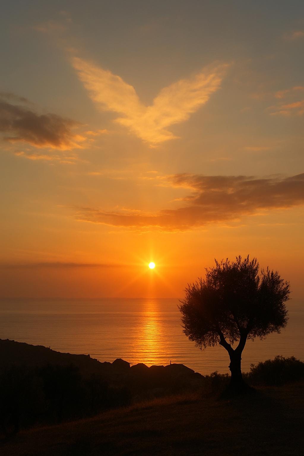 Holy Sunrise With Dove-shaped Cloud — Sacred Light Printable, Christian ...