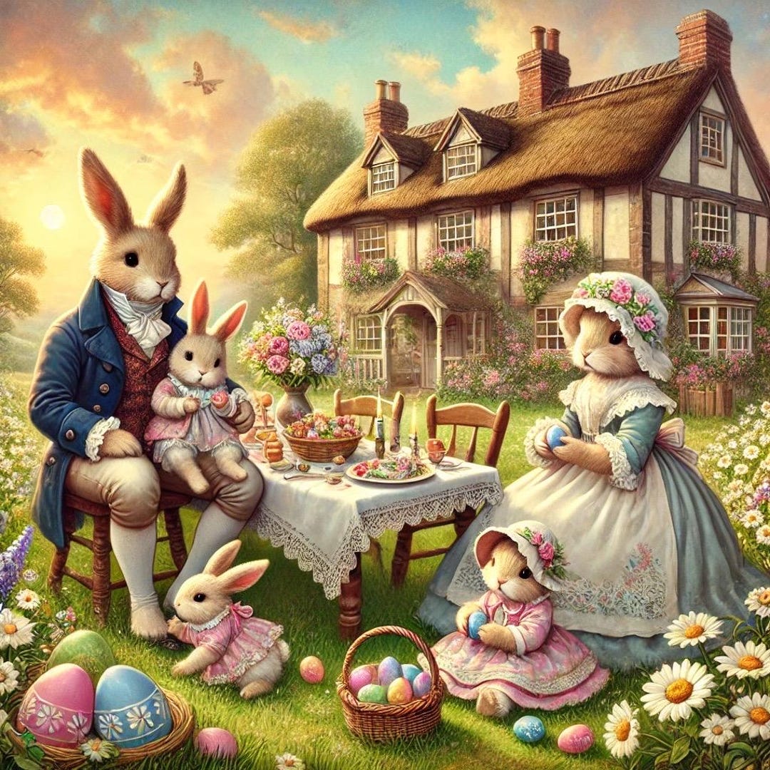 18th Century Easter Bunny Family Digital Download - Etsy