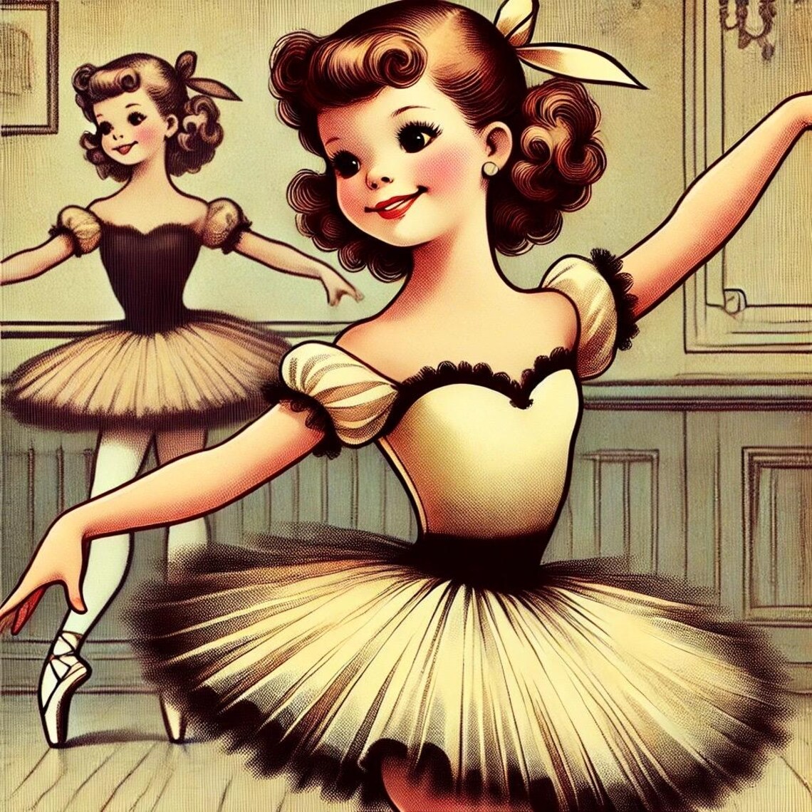 Vintage Nostalgia Ballerina Digital Download – Retro Dance Studio ...