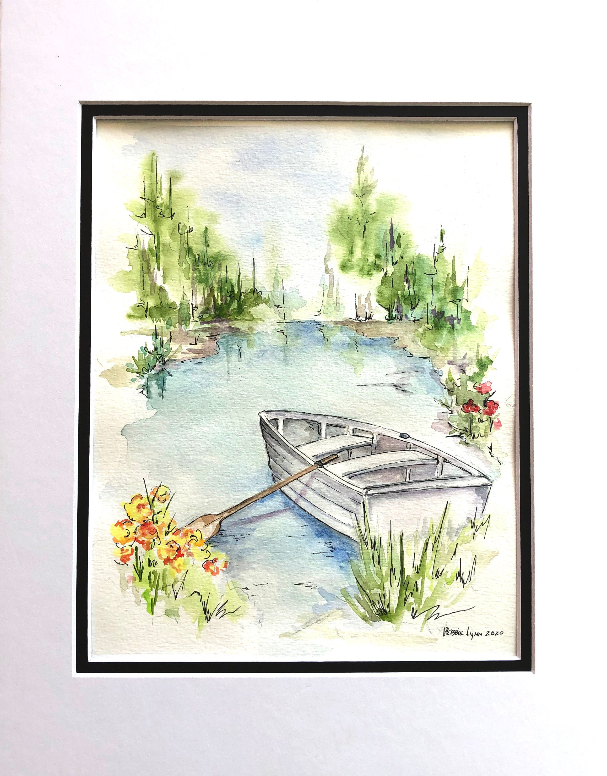 Row Boat- Watercolor/pen and Ink/ Pencil - Original Art From 360 ...