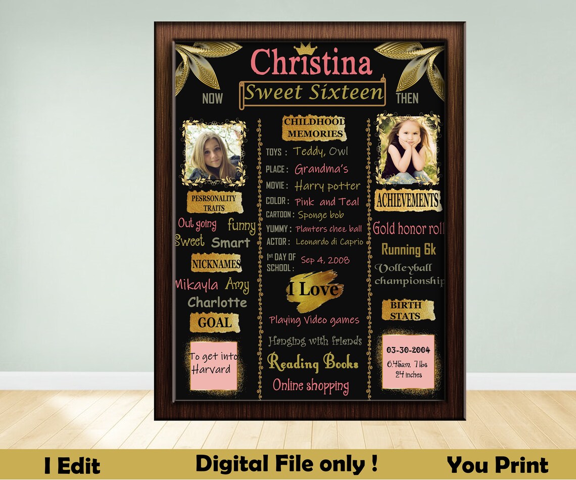 Sweet Sixteen Birthday Poster Sweet 16 Girl Birthday - Etsy Canada