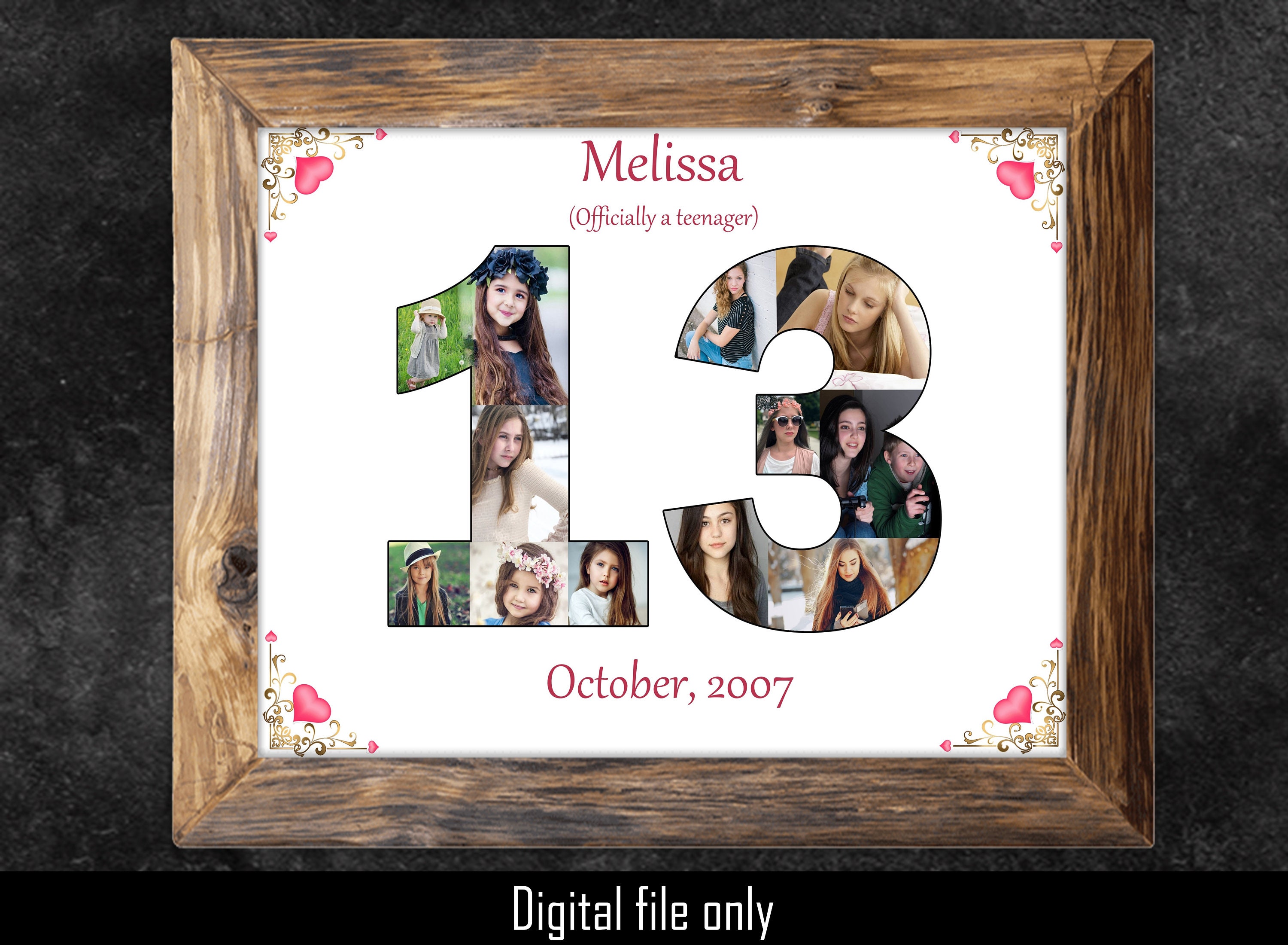 Number Photo Collage 13th Birthday Girl 13 Photo Collage - Etsy