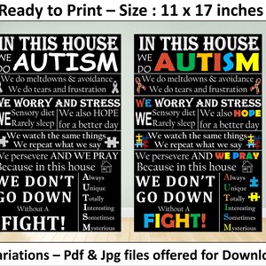 Autism Awareness - in This House We Do Autism - Wall Art - Autism ...
