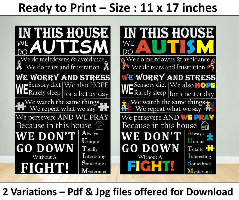 Autism Awareness in This House We Do Autism Wall Art - Etsy
