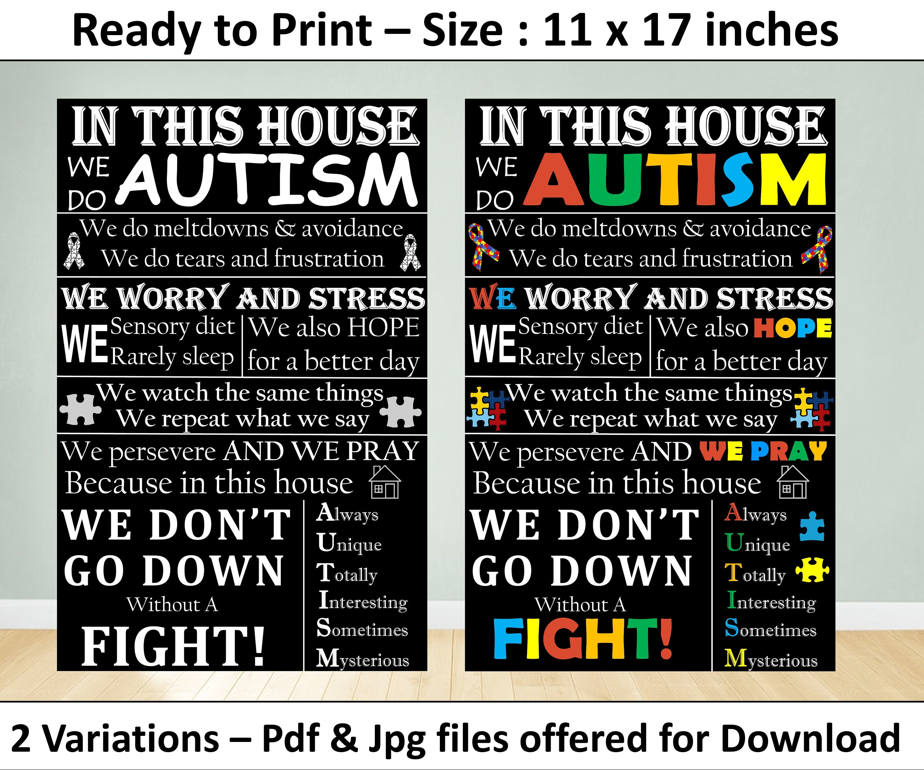 Autism Awareness - in This House We Do Autism - Wall Art - Autism ...