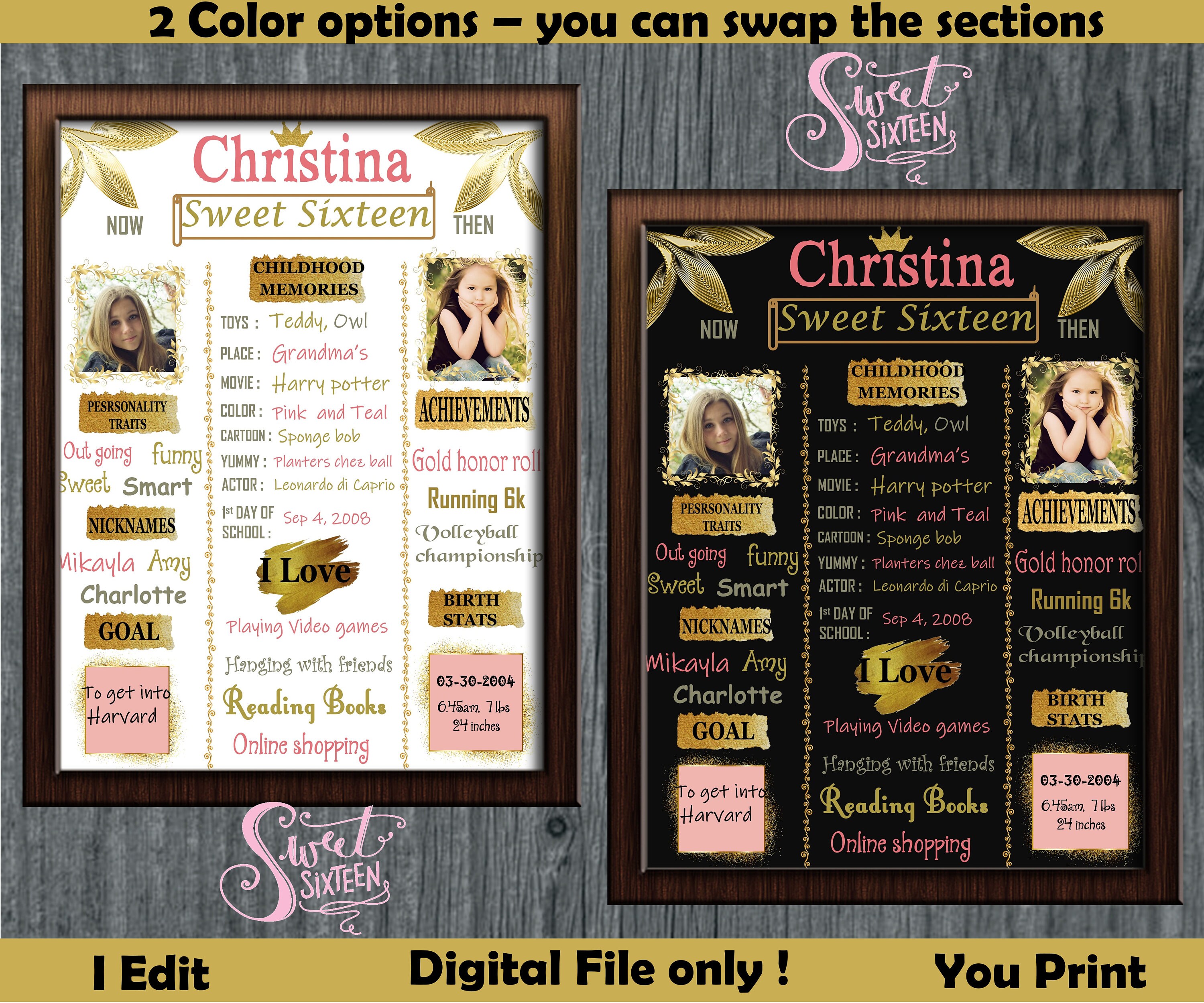 Sweet Sixteen Birthday Poster Sweet 16 Girl Birthday - Etsy Canada