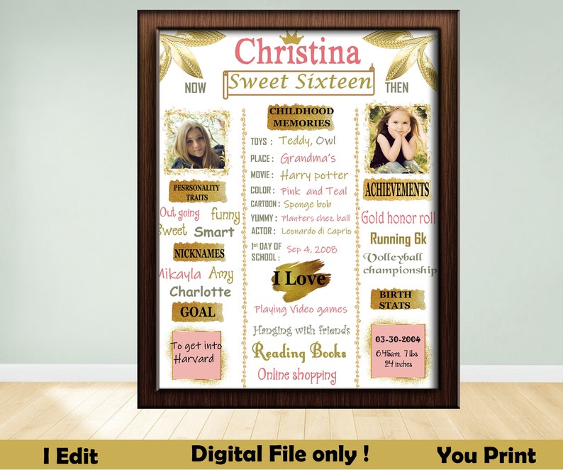 Sweet Sixteen Birthday Poster Sweet 16 Girl Birthday - Etsy Canada