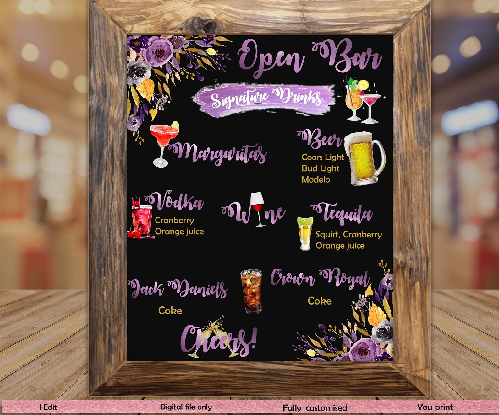 Personalised Bar Menu Sign Open Bar Menu Drinks Menu Sign - Etsy Canada