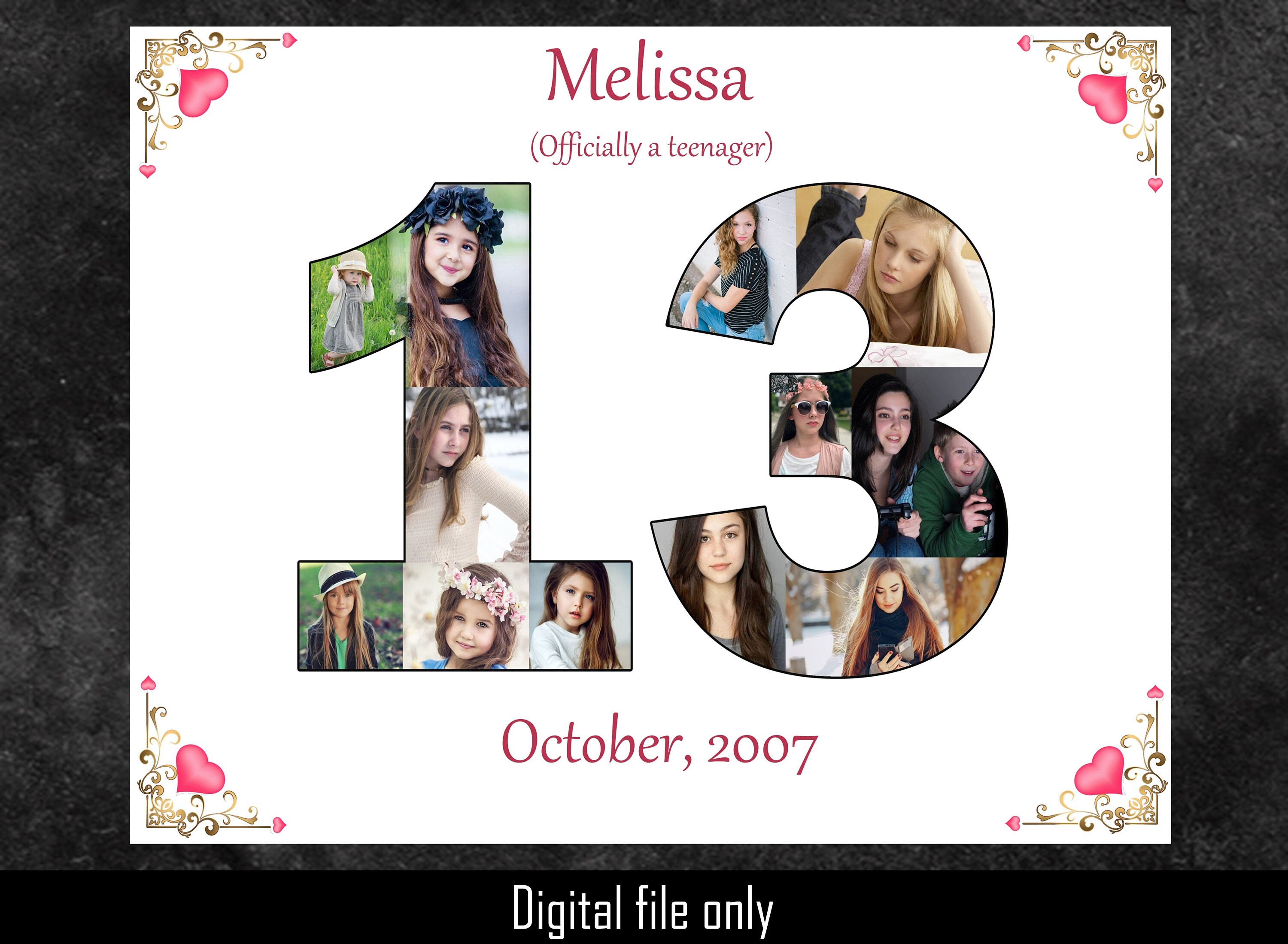 Number Photo Collage 13th Birthday Girl 13 Photo Collage - Etsy Canada