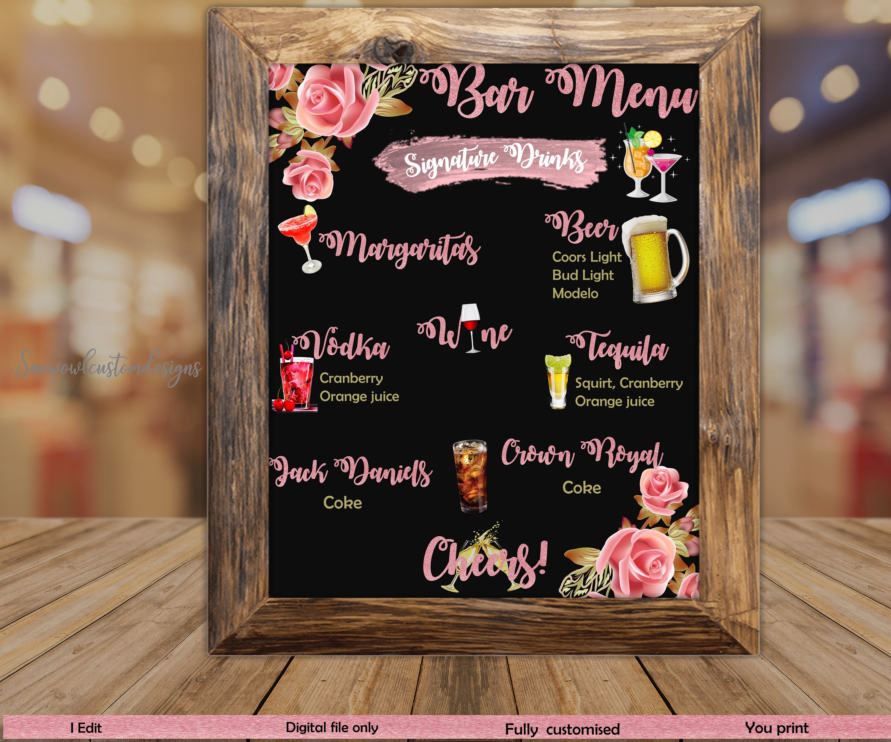Personalised Bar Menu Sign Open Bar Menu Drinks Menu Sign - Etsy Canada