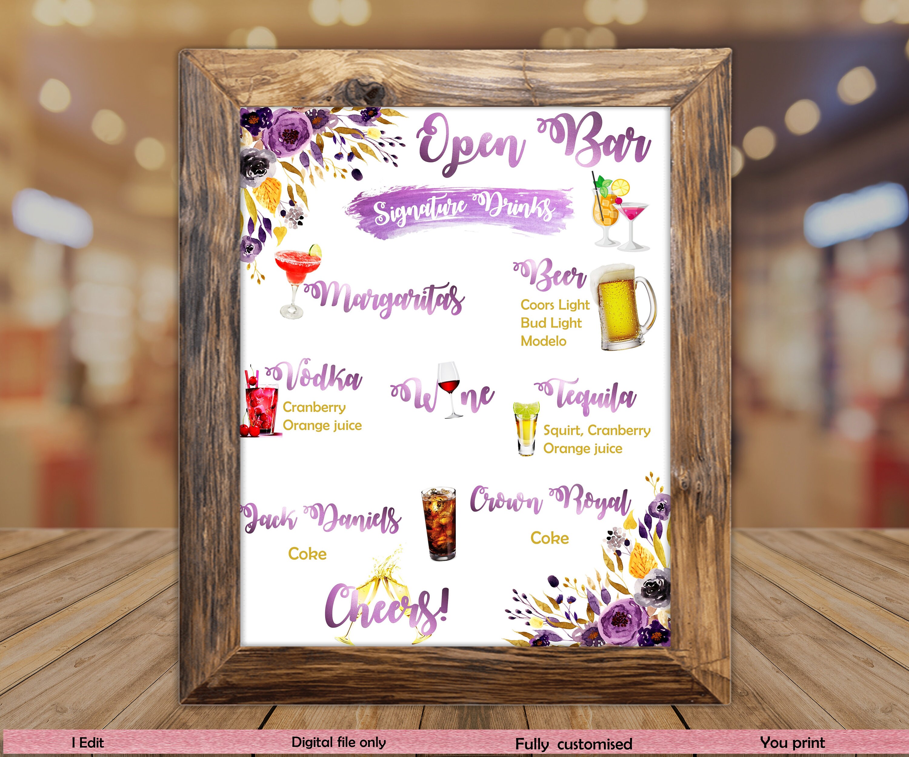 Personalised Bar Menu Sign Open Bar Menu Drinks Menu Sign - Etsy Canada