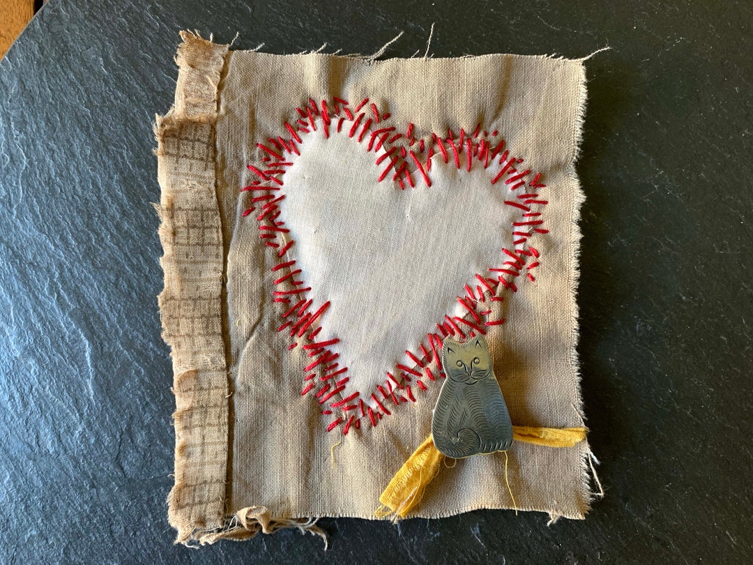 5.5x4.5" Interactive Art Mixed Media Sustainable Textile Fabric Collage ...