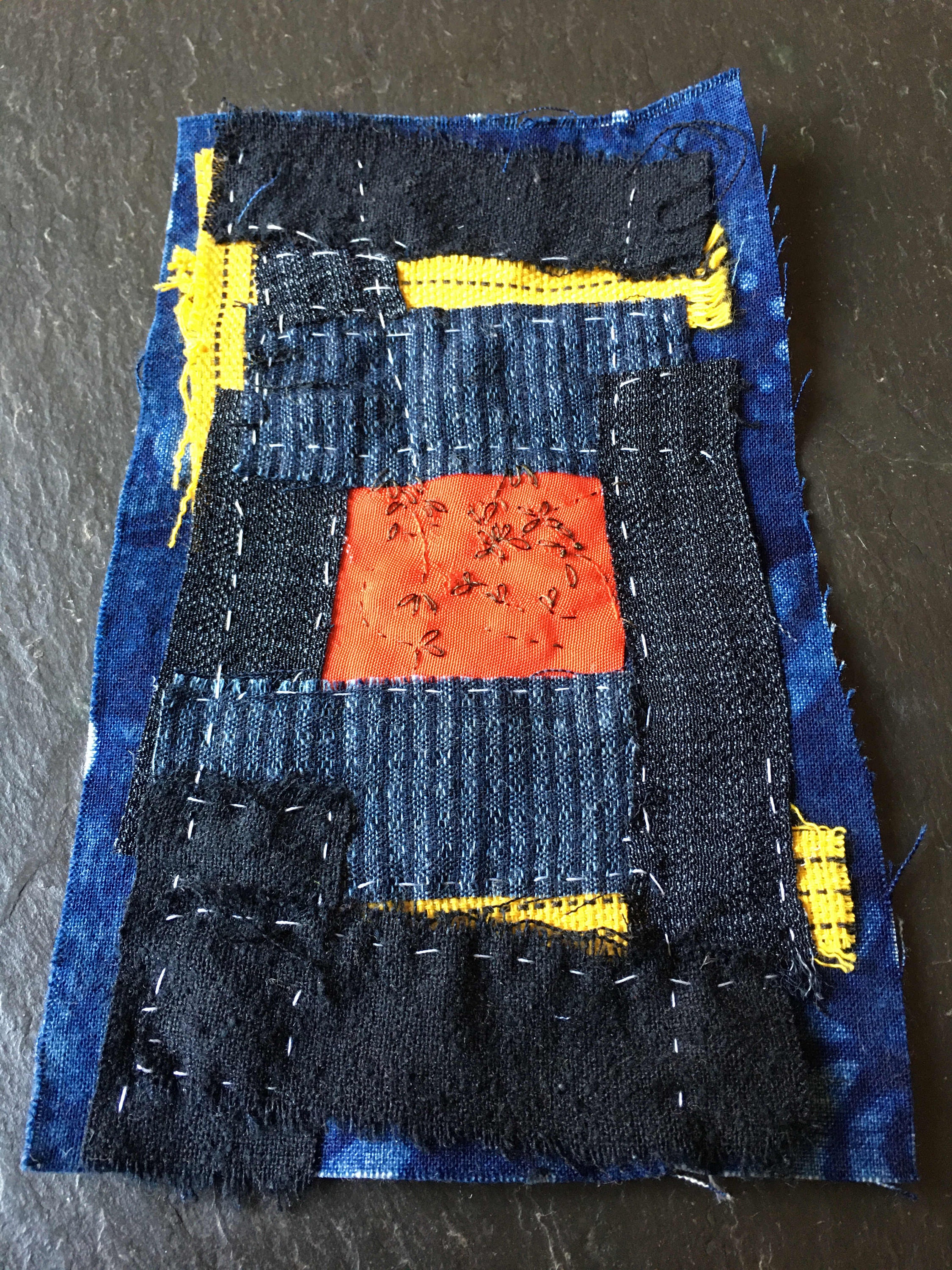 5.5x4.0 Textile Fabric Assemblage Art Gee's Bend Collage Style Scrap ...