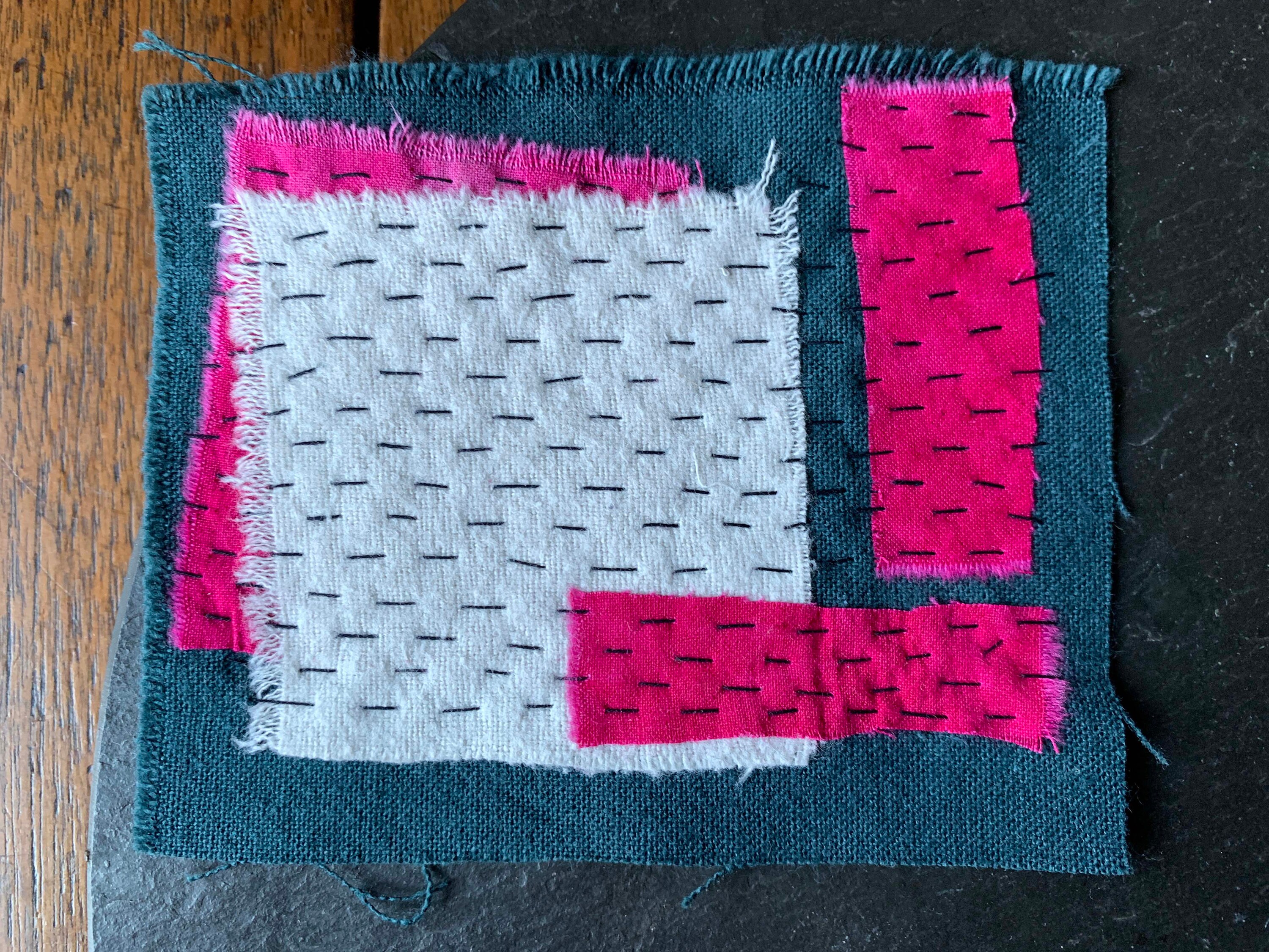 4x4 A Patch in Variations Layered Textile Fabric Art Embroidery Indigo ...