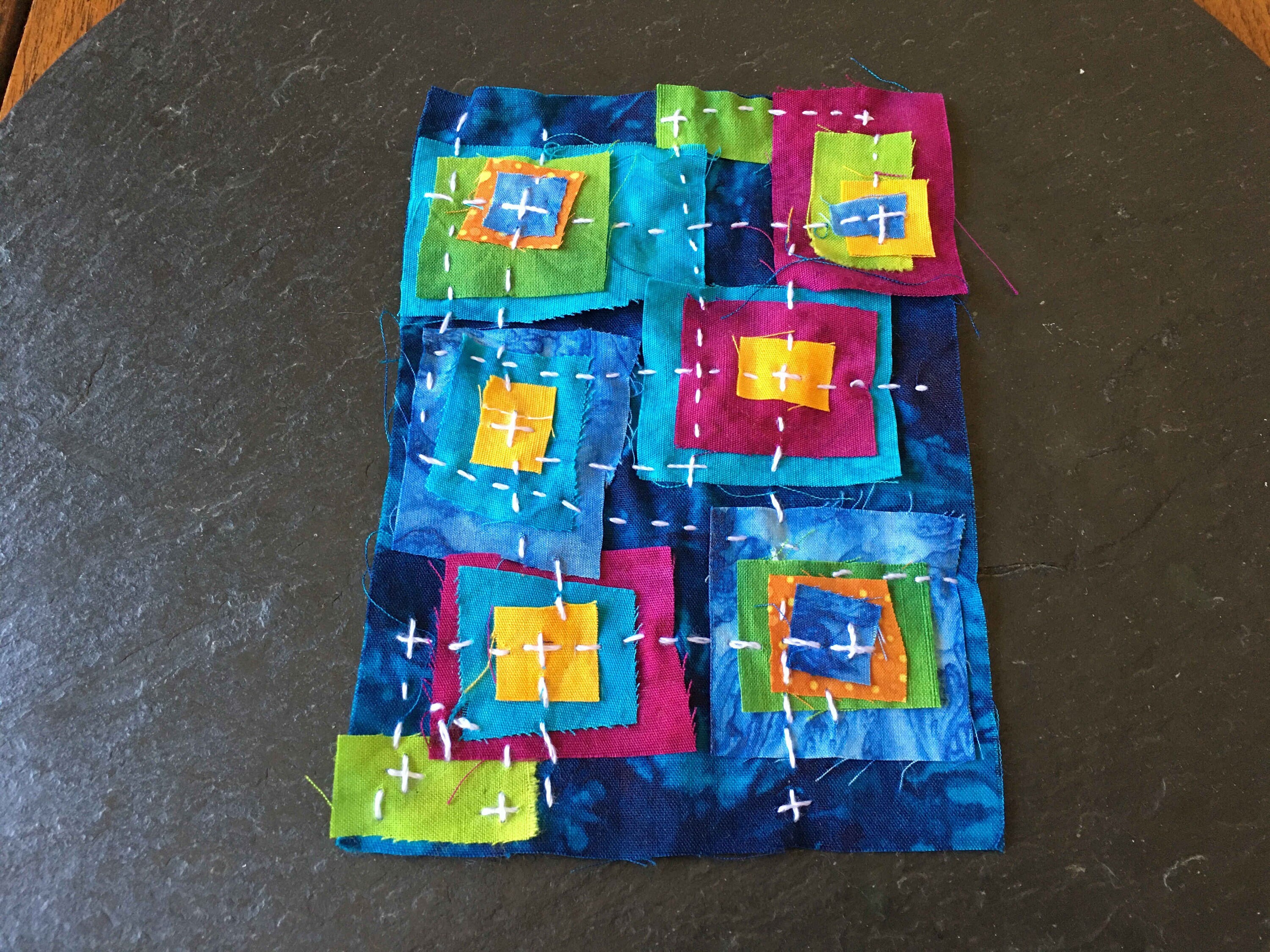 6.5x4.5 Textile Fabric Collage Assemblage Wall Art Gee's Bend Style ...