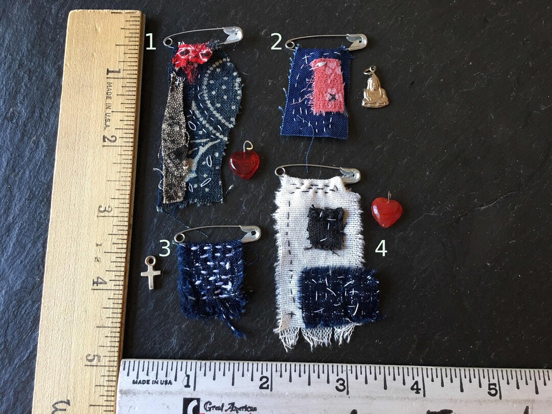 PICK a 1-3" Japanese Boro Prayer Flag Layers Slow Stitch Katazome ...