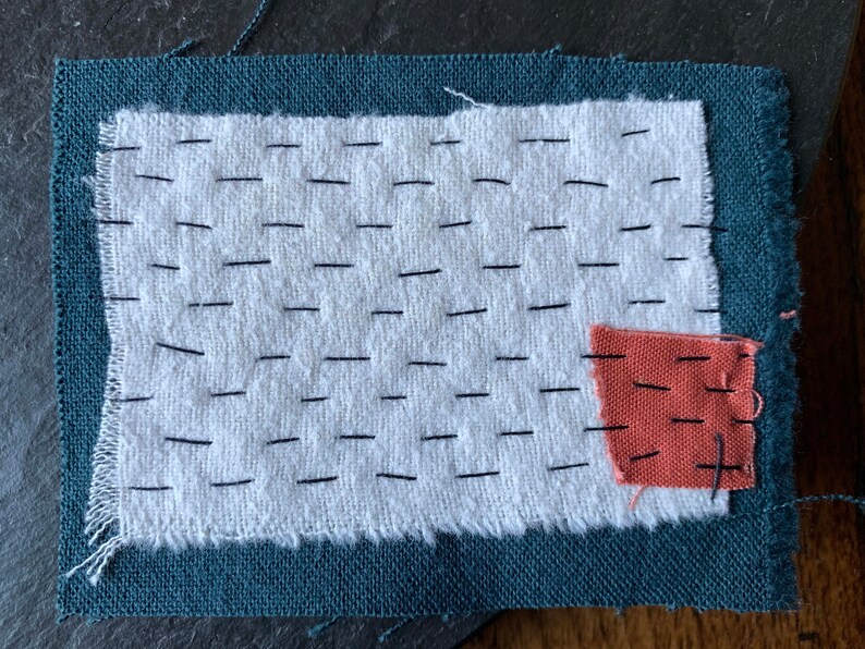 4x4 A Patch in Variations Layered Textile Fabric Art Embroidery Indigo ...