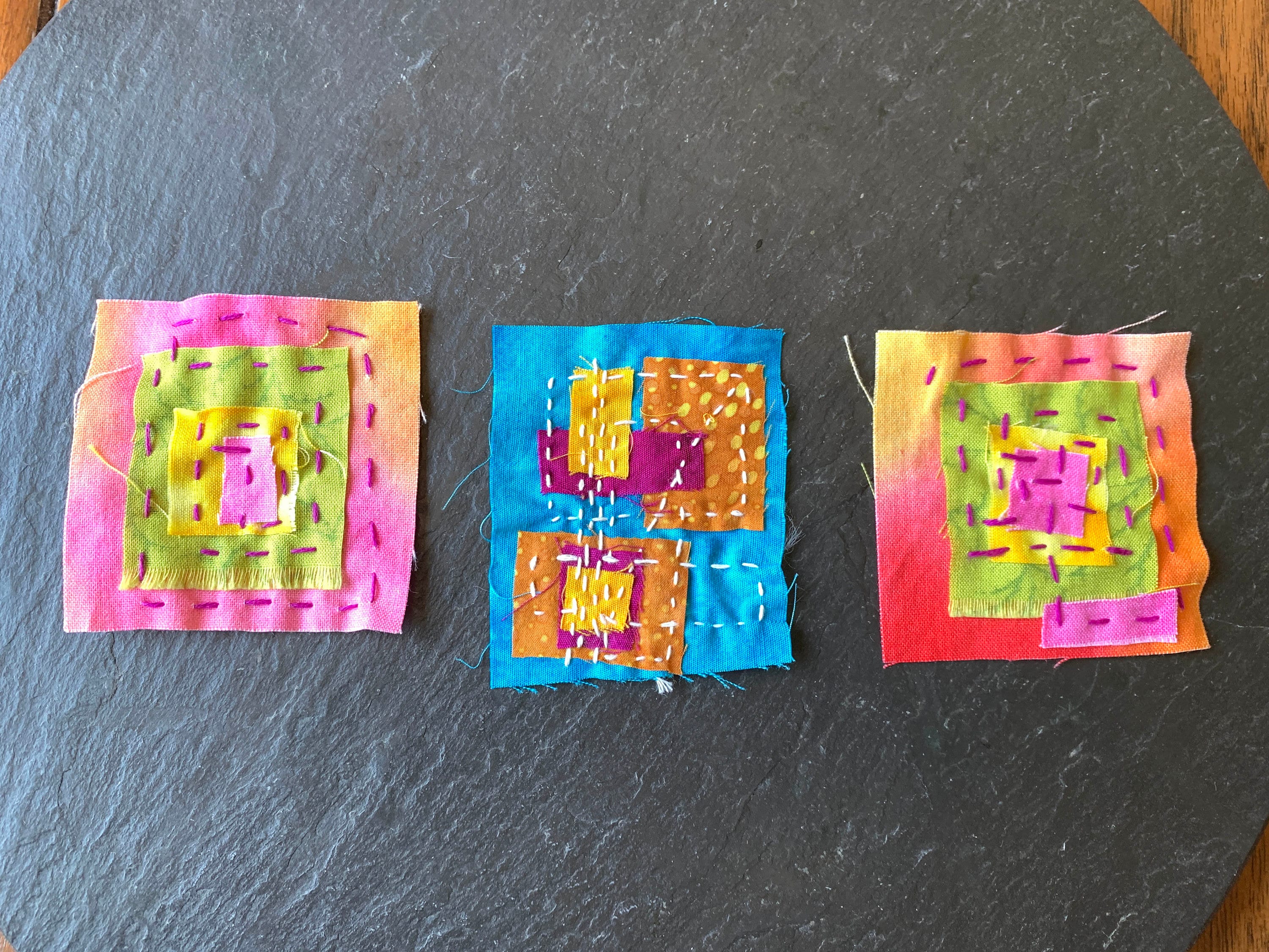 5.5x4.0 Textile Fabric Assemblage Art Gee's Bend Collage Style Scrap ...