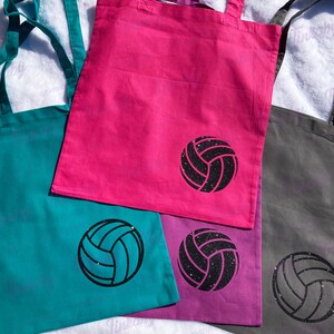 Bright Glitter Sparkle Netball Ball or Position Tote Cotton Shopping ...