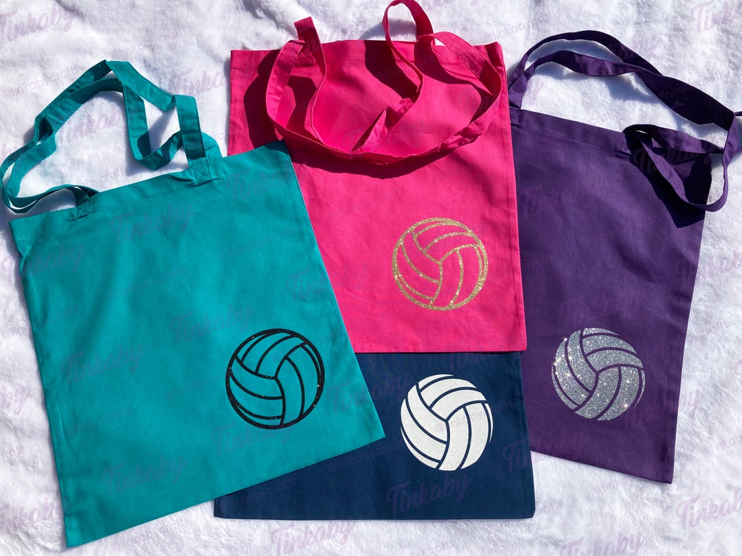Bright Glitter Sparkle Netball Ball or Position Tote Cotton Shopping ...